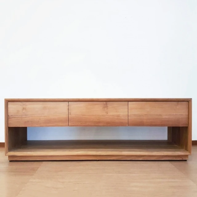 Mid Century Modern Solid Wood TV Stand - Stylish & Functional