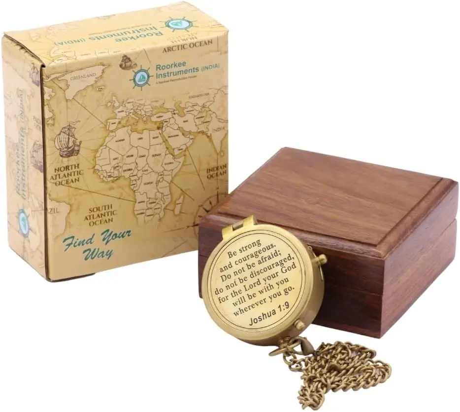 Solid Brass Directional Engraved Compass Baptism Gifts For Boys Girls ...