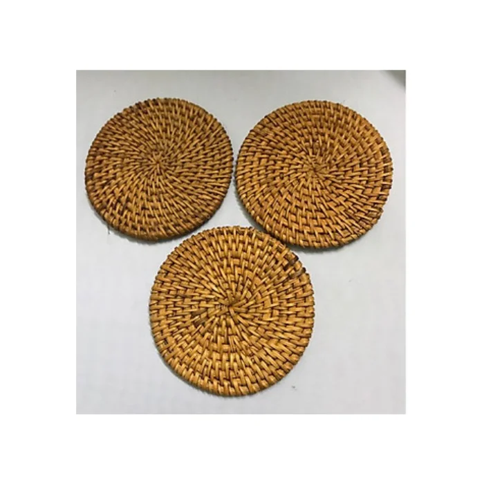 Straw Rattan Plate Durable Woven Round Serving Tray Decor Mat Eco ...