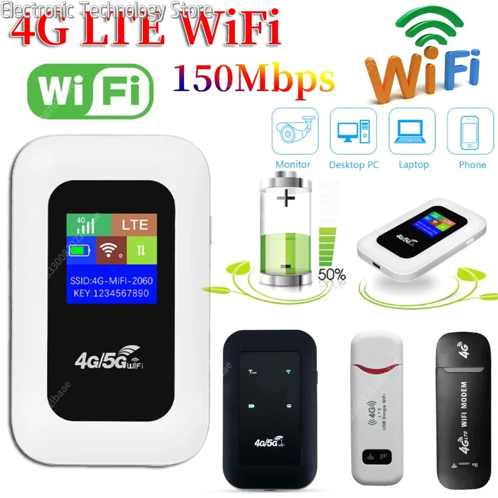 4G/5G Mobile WIFI Router 150Mbps 4G LTE Wireless Router 3000mA Portable ...