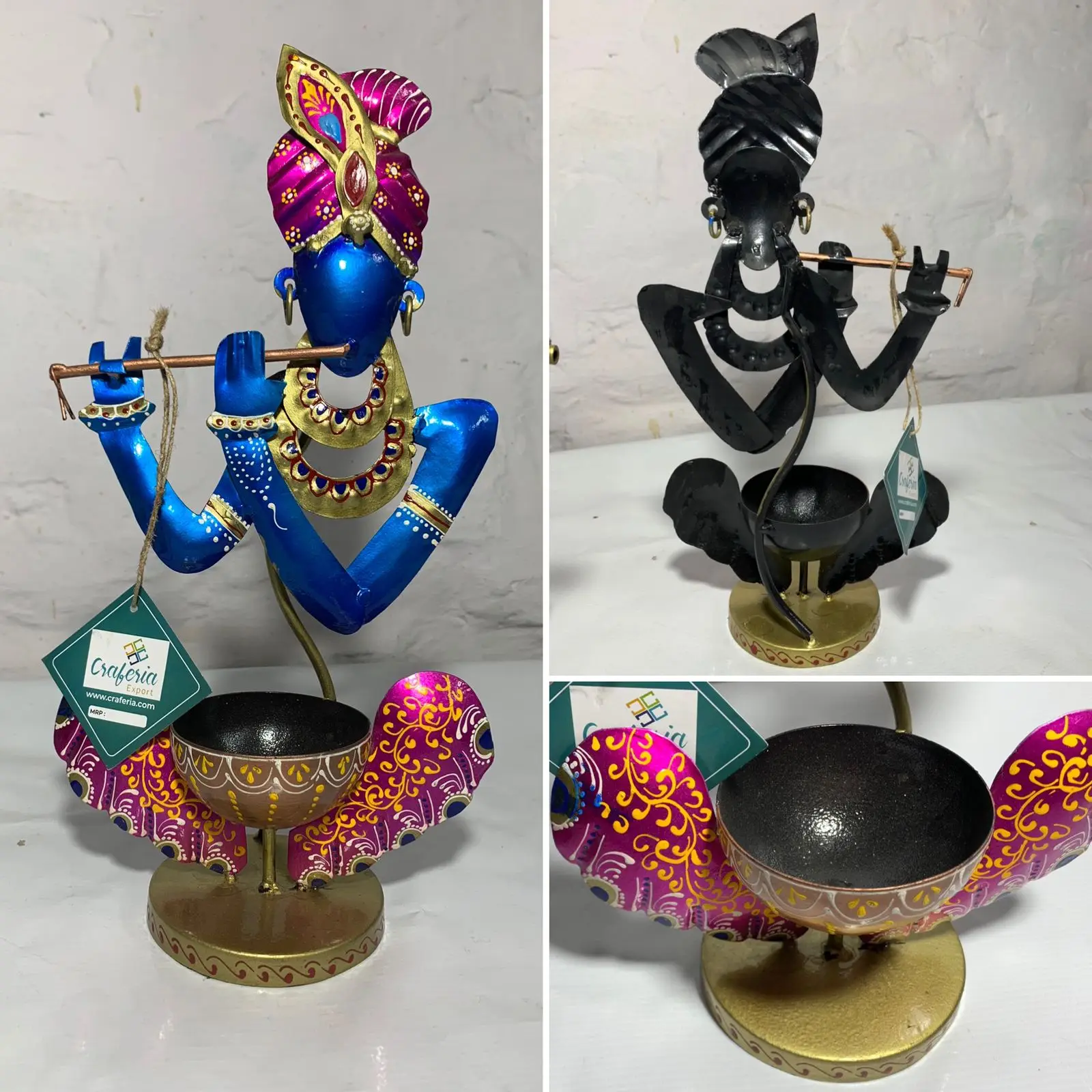 New Design Indian Style Krishna Table Top Metal T-light Candle Stick ...