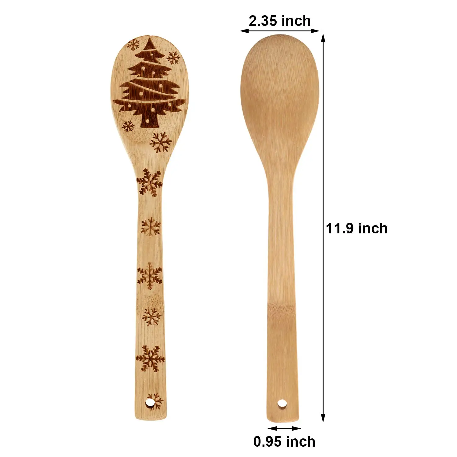 Christmas Wooden Spoons Set - Handmade Decorative Utensils