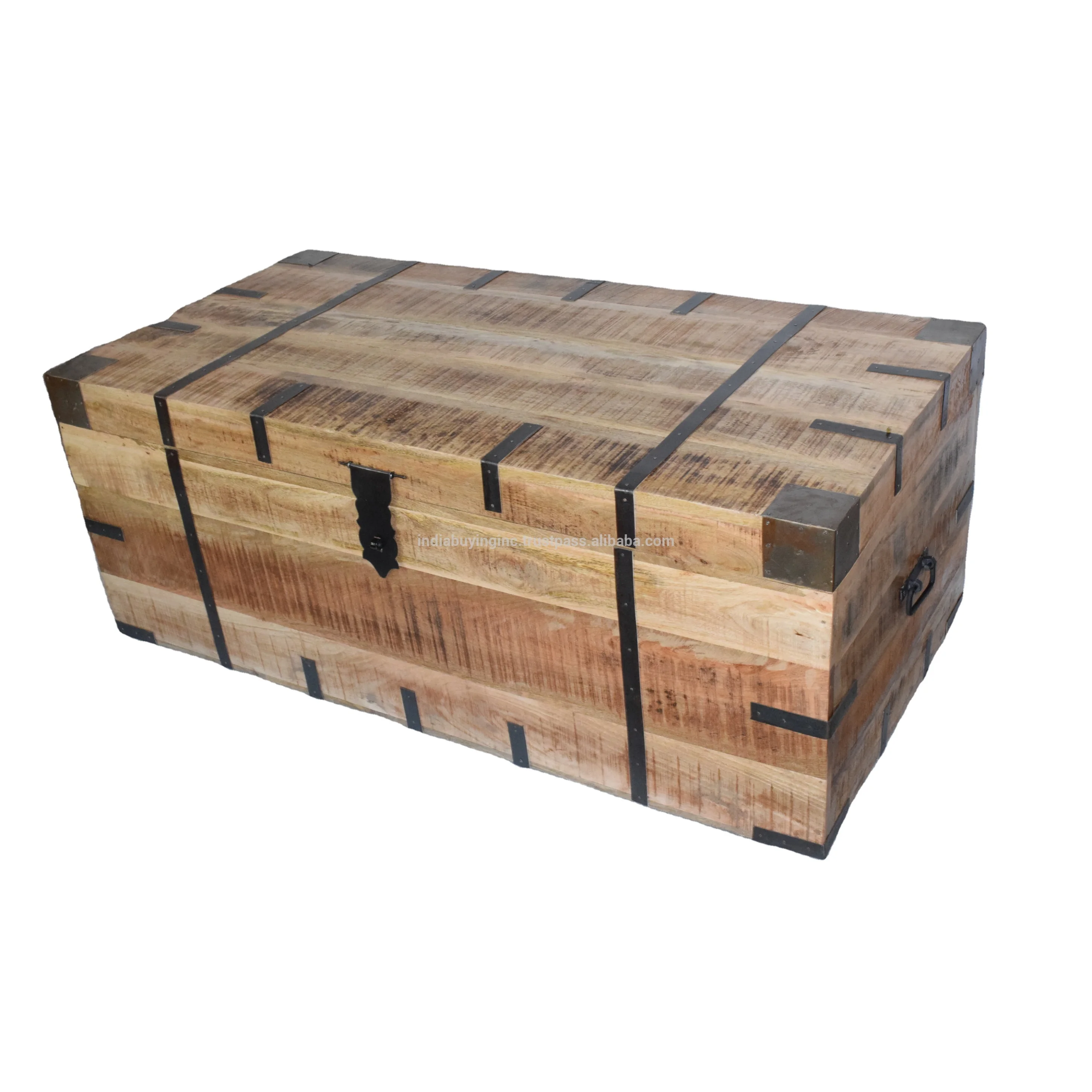 Heavy Duty Wooden Storage Trunk - Versatile & Durable