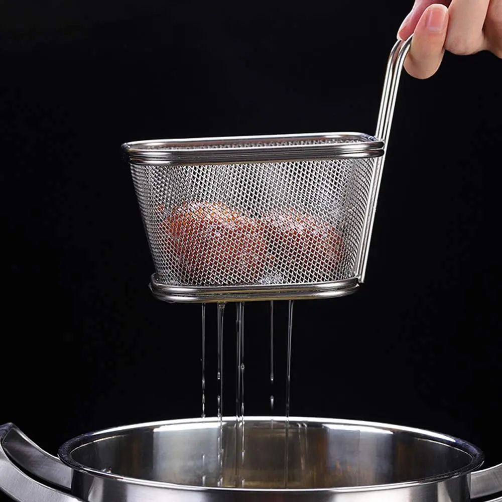 Premium Stainless Steel Square French Fries Serving Basket Crispy ...