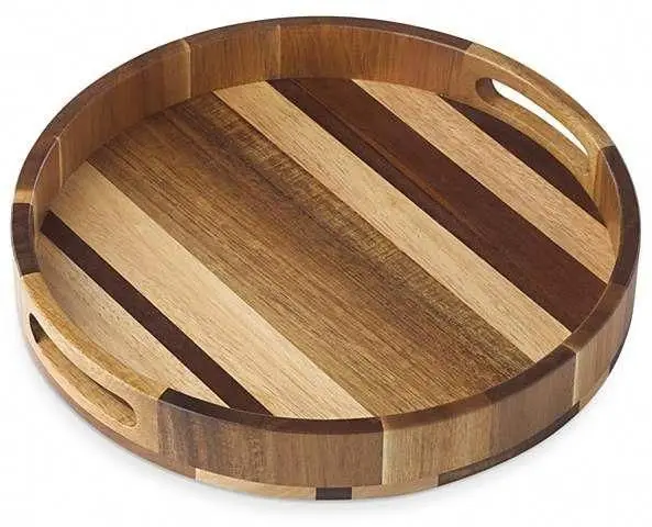 Extra Large Round Serving Tray Divided Serving Tray Platter Wooden ...