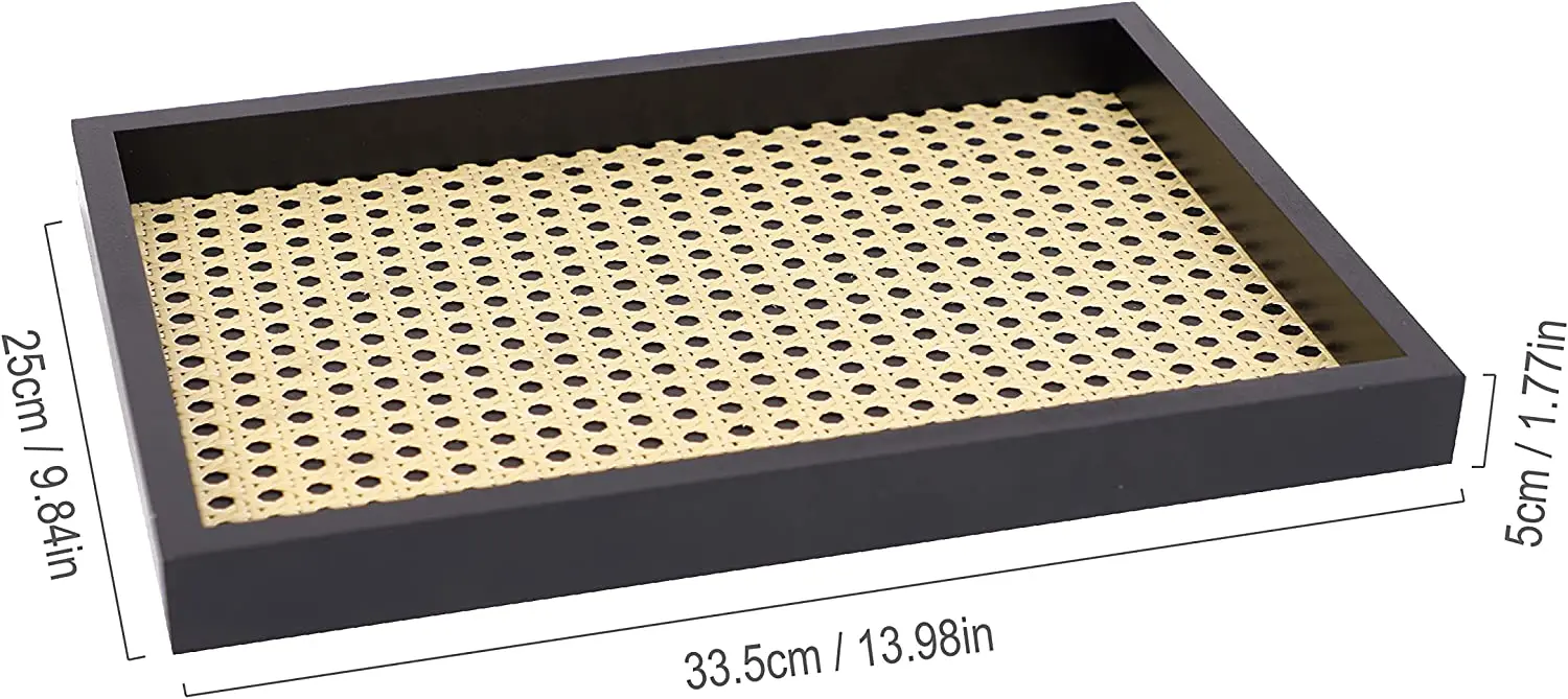 Rattan Ottoman Tray Black Decorative Tray Basket Serving Tray With ...