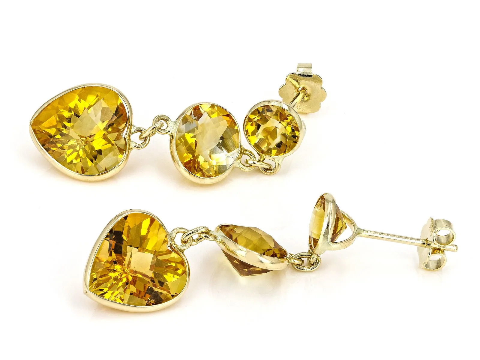 Yellow Citrine 14k Yellow Gold Dangle Earrings | Elegant Gemstone Drops ...