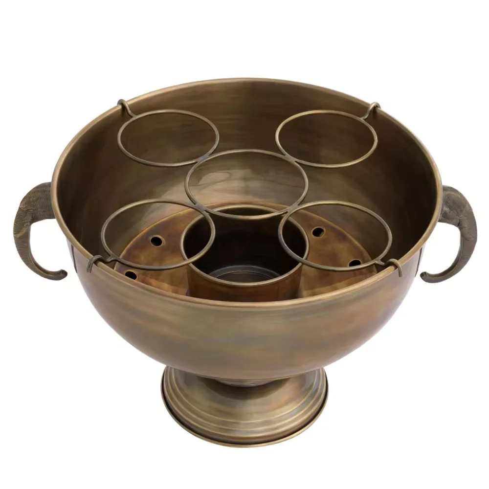 Vintage Brass Champagne Bottle Chiller for Bars & Hotels