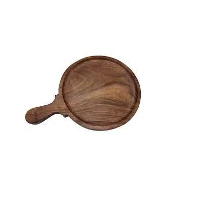 Wooden Pizza Pan Board Acacia Bark Serving Board with Handles for Pizza ...