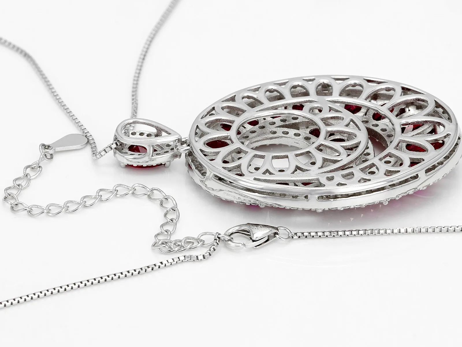 Radiance Red Lab Created Ruby Pendant With Chain,Rhodium Over Sterling ...