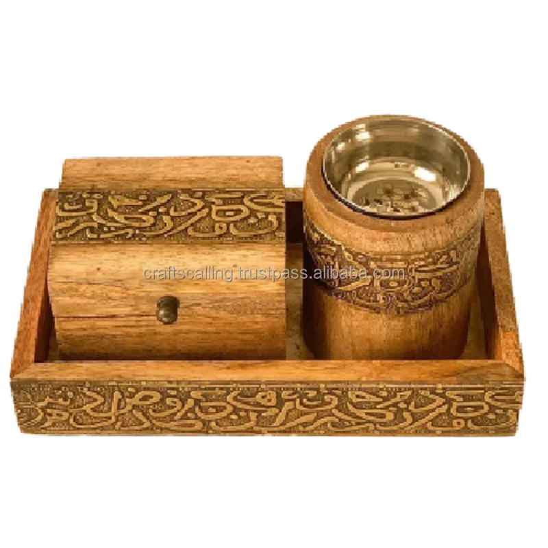 Luxury Style Mother Premium Quality Wooden Tray Set With Mubkhar ...