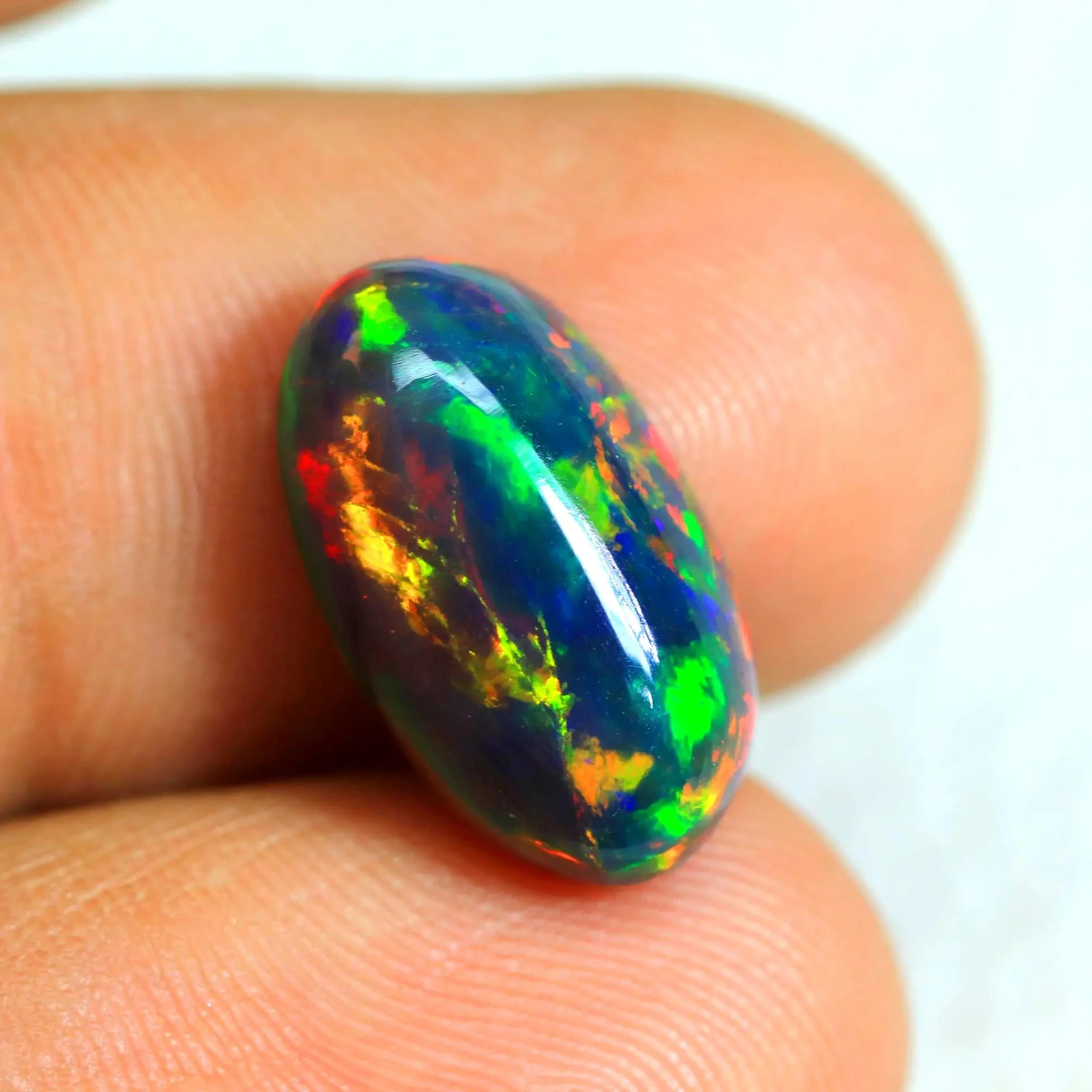 Amazing Ethiopian Opal Gemstone Semiprecious Oval Shape Stone Smooth ...