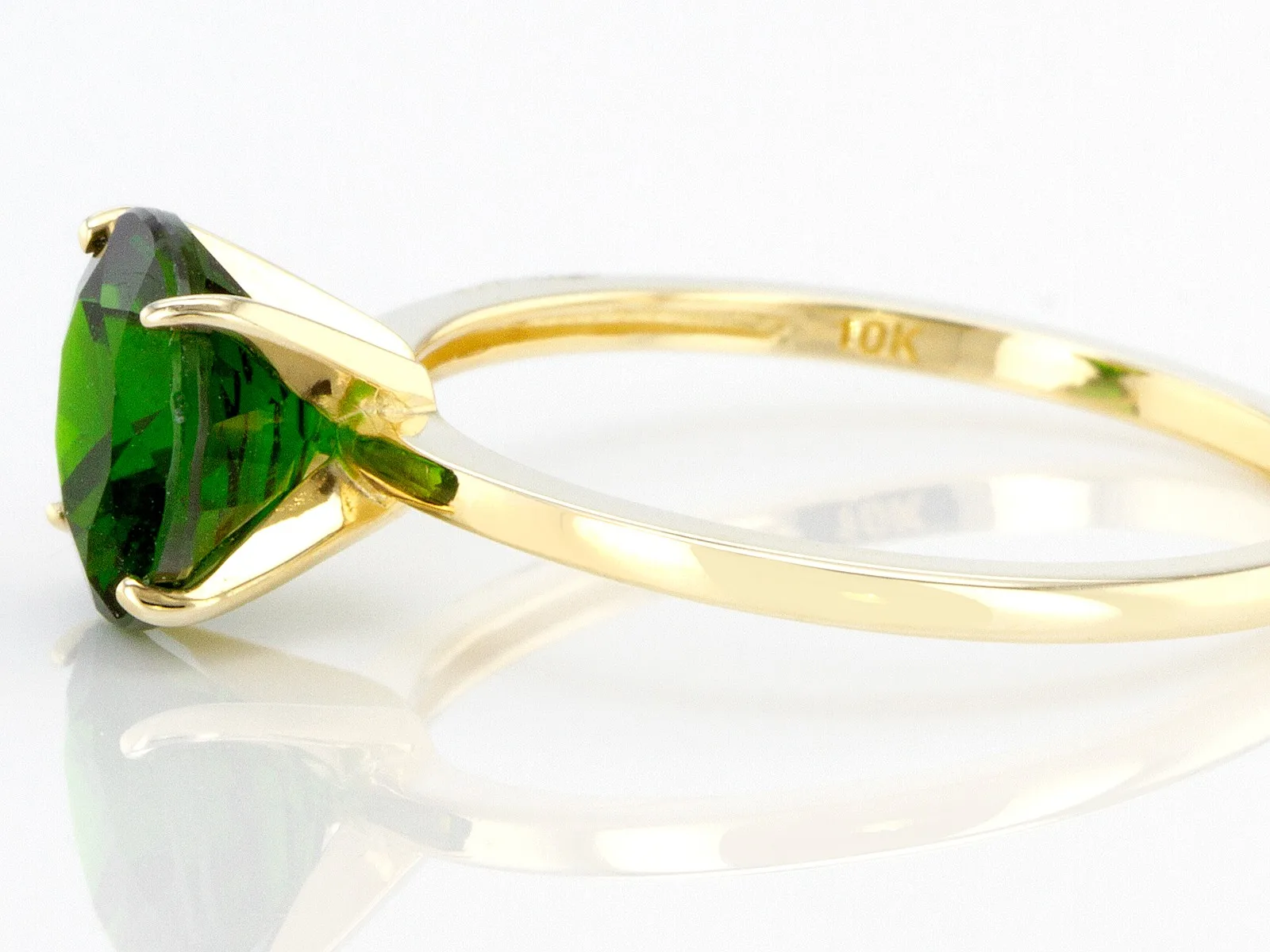 Glowing Green Chrome Diopside 10k Yellow Gold Solitaire Ring | A Stunning Representation Of ...