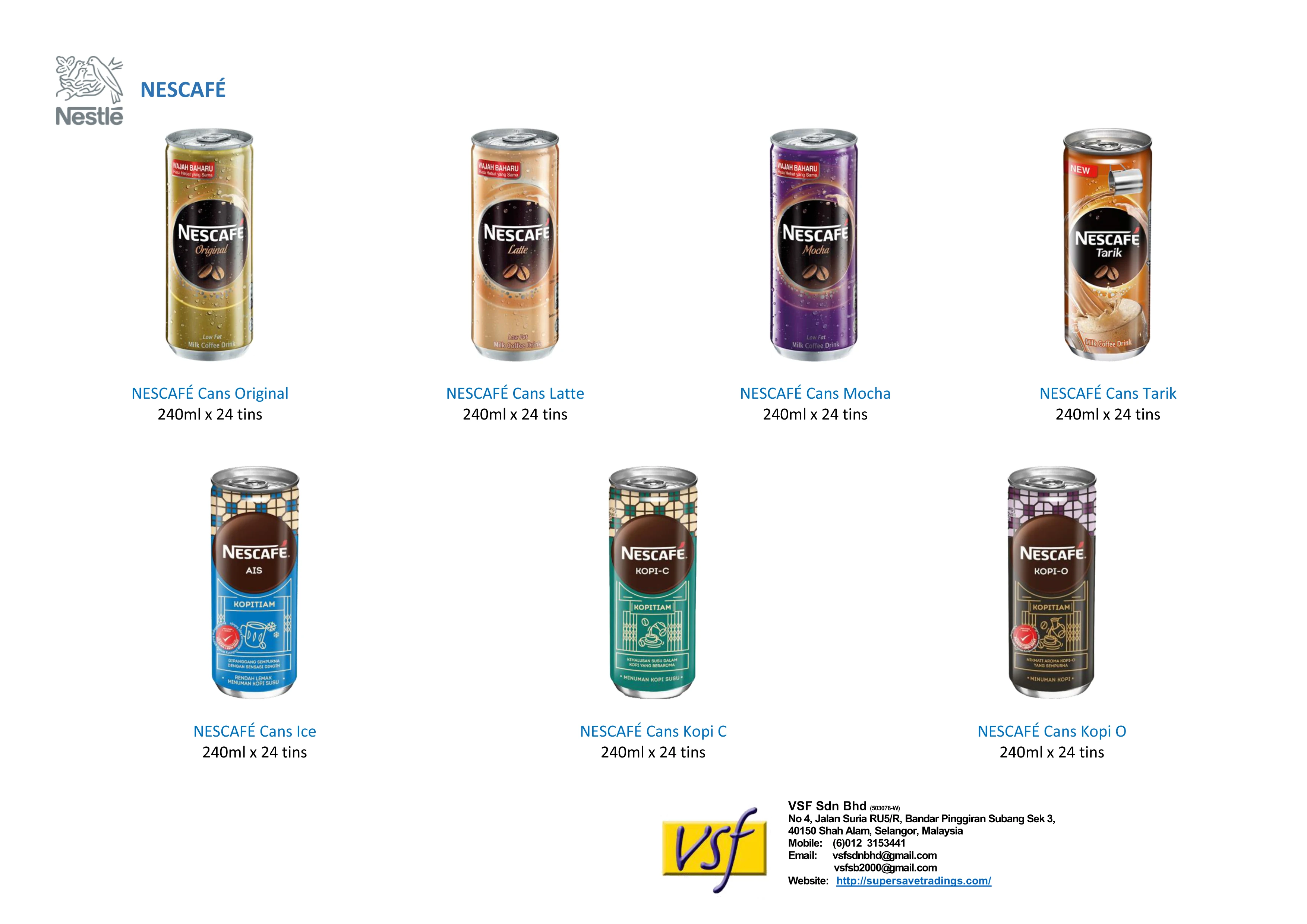 Nescafe Cans - Instant Coffee 240ml X 24 Tins from Malaysia