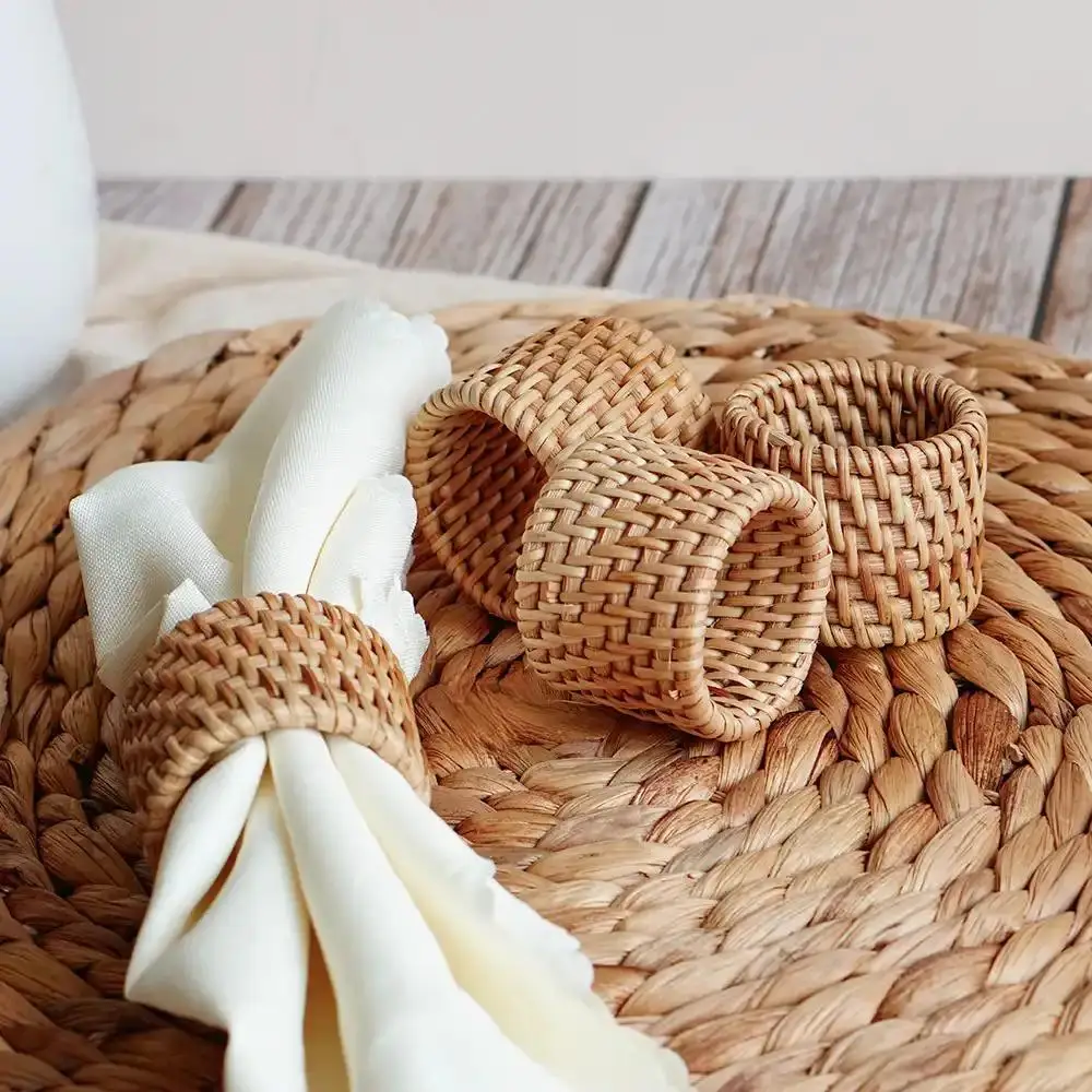 Natural Rattan Napkin Ring Holders for Wedding Table Decor