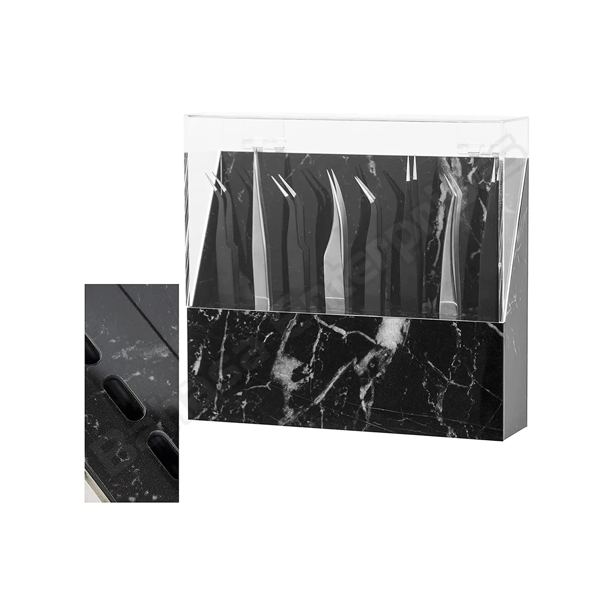 Custom Marble 8 Slots Transparent Acrylic Tweezer Stand Eyelash ...
