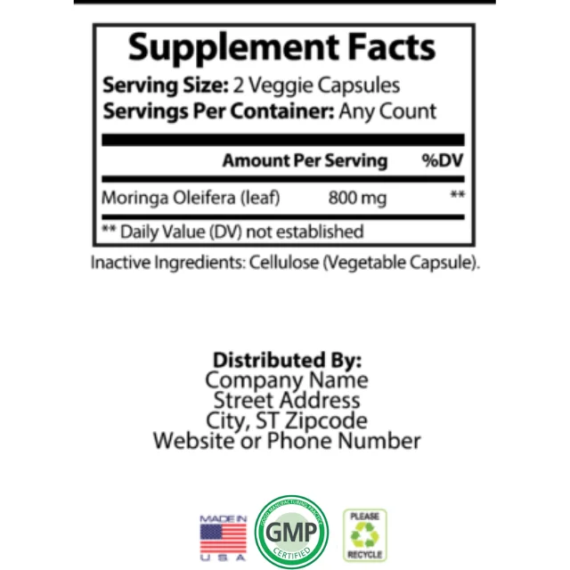 Bulk Wholesale Moringa Capsules By Vox Nutrition Improve Mood Joint ...
