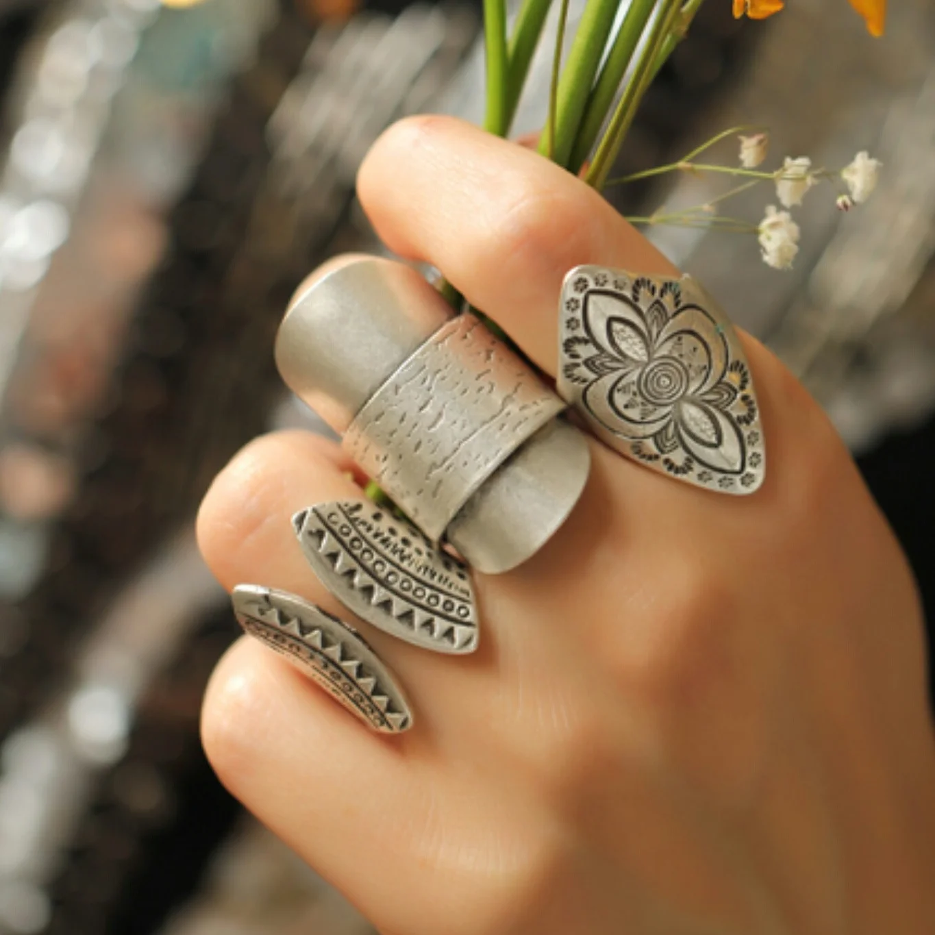 Women Vintage Antique Silver Festival Gypsy Bohemian Boho Totem Retro ...