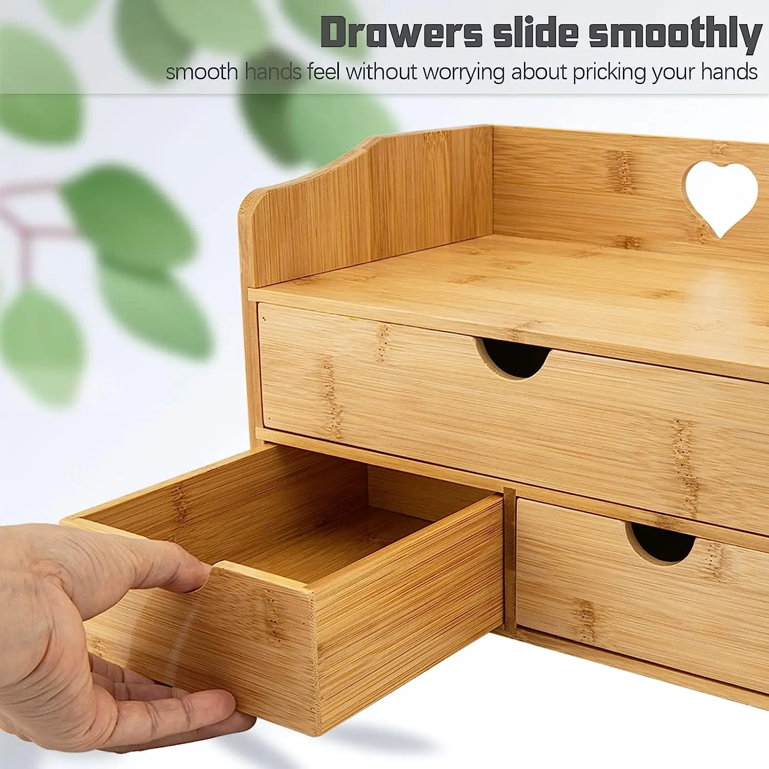 Bamboo Desk Organizer with Drawers - Stylish Storage