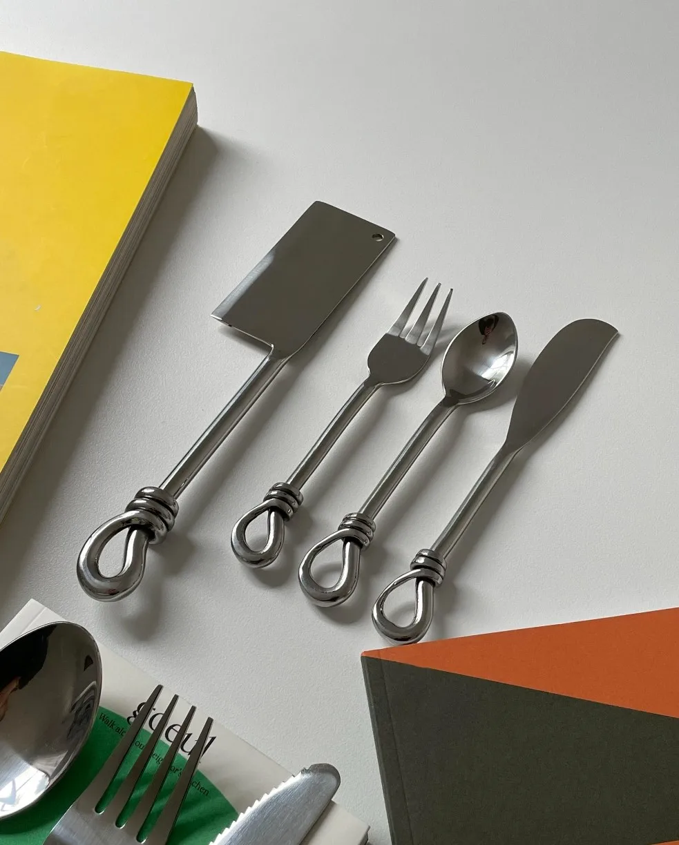 Simple Knot Head Handle Silver Metal Cutlery Set - Buy 7 Piece Simple ...