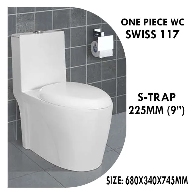 Luxury Bathrooms One Piece Wc Toilet Seat White Modern Ceramic S Trap ...
