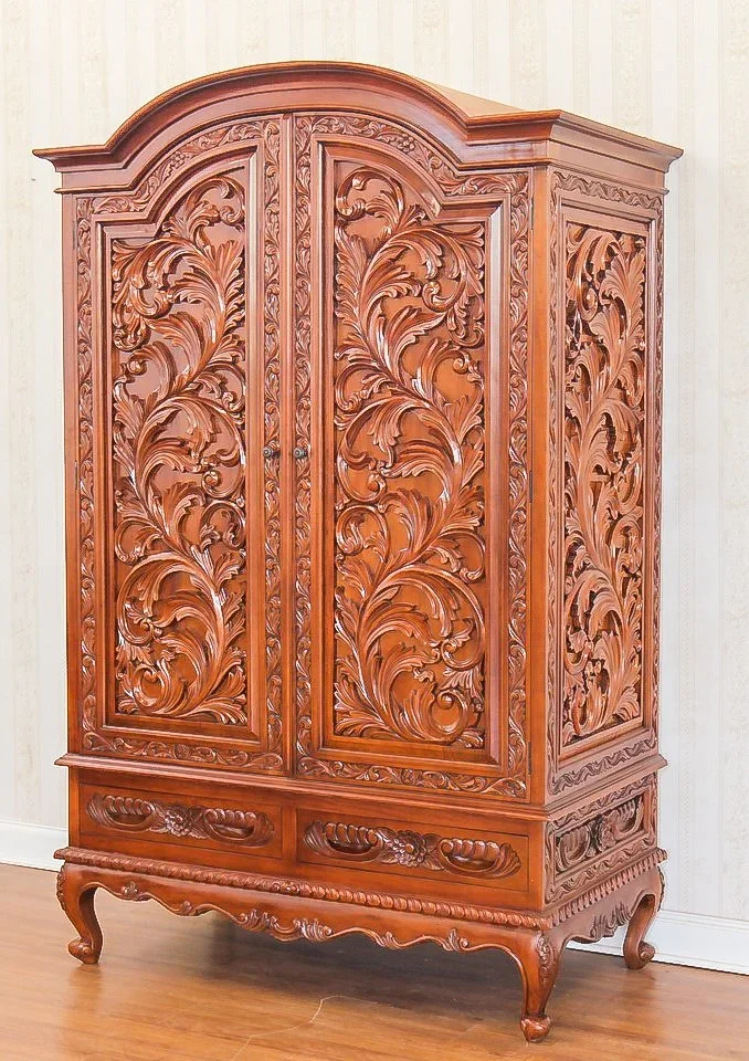 Aarsun Wooden Antique Hand Carved Almirah In Teak Wood With High ...