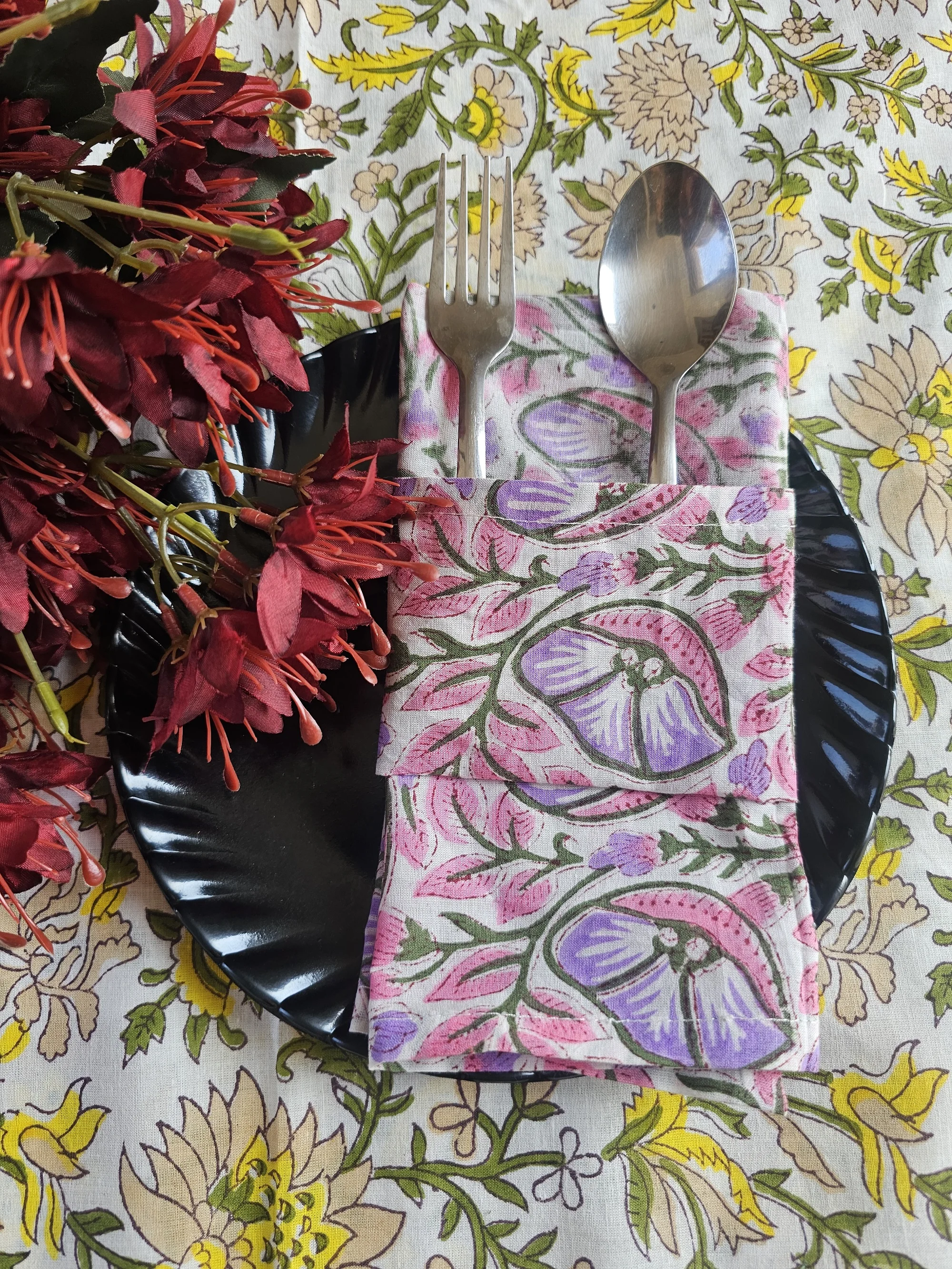 Eco-Friendly Cotton Fabric Mix Match Handmade Flower Print Napkin ...