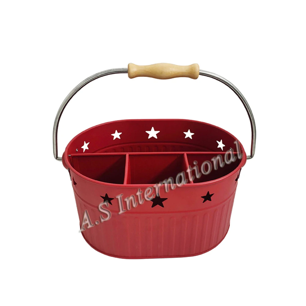 Galvanized Kitchen Caddy Holder With Handle Powder Coated Metal Caddy ...