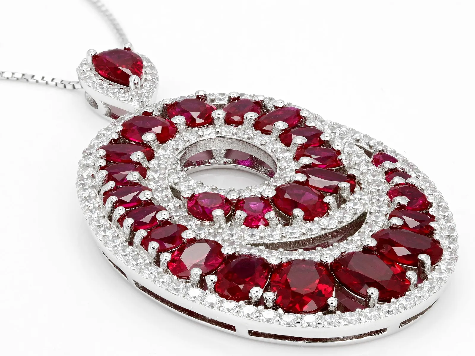 Radiance Red Lab Created Ruby Pendant With Chain,Rhodium Over Sterling ...