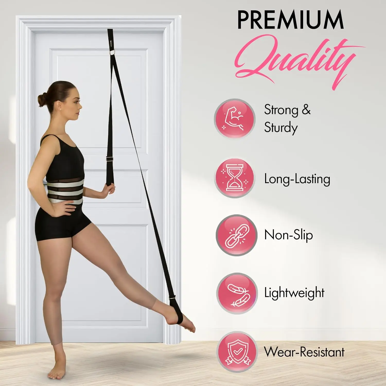 Stretching Strap with Door Anchor - Improve Leg Flexibility