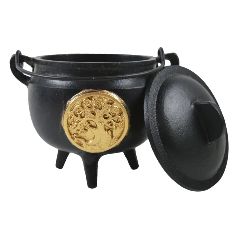 Cauldron Golden Finishing Tree Of Life Cast Iron With Lid And Handle ...