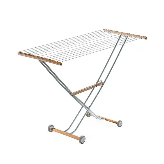 Stainless Steel 20m Clothes Drying Rack Wooden Laundry Hanger Moving ...