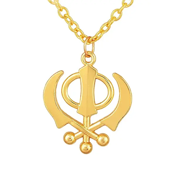 Gold Plated Sikh Sardar Sikhism Punjabi Khanda Religious Link Chain ...