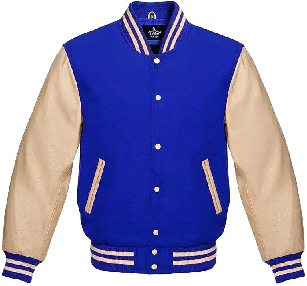Mens Customize Varsity Jacket With Embroidery Logo And Original Leather ...