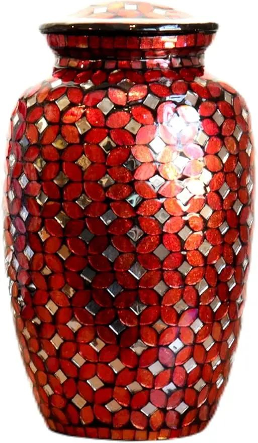 Handmade Modern Glass Cremation Urn Large Adult Size Metal Funeral ...
