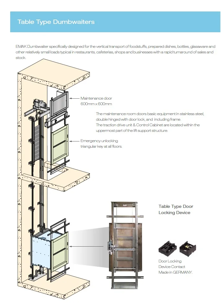 Dumbwaiter Service Lift 50kg Table Type Single Entrance Width 50cm ...