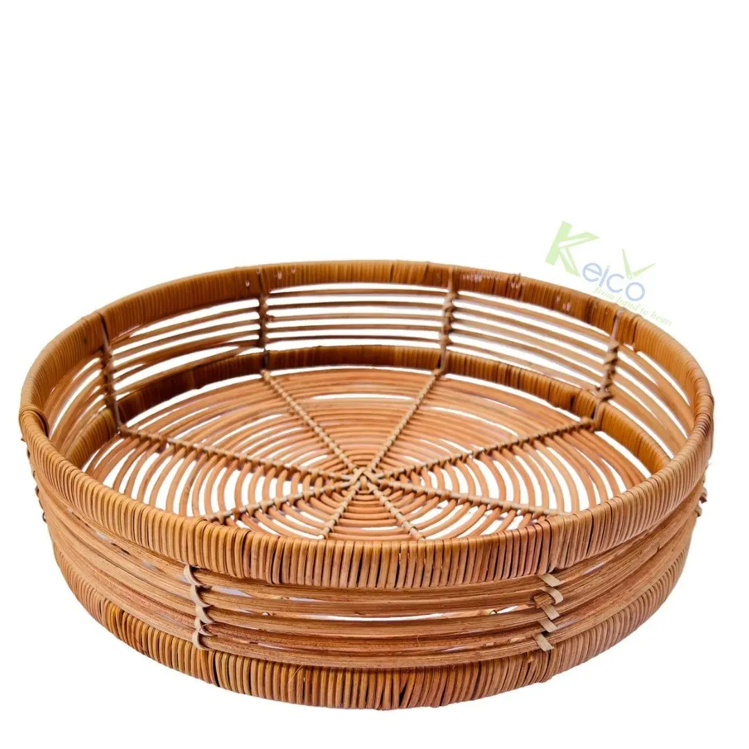 Handmade Natural Rattan Plate Decor With Handle High Quality For Home ...