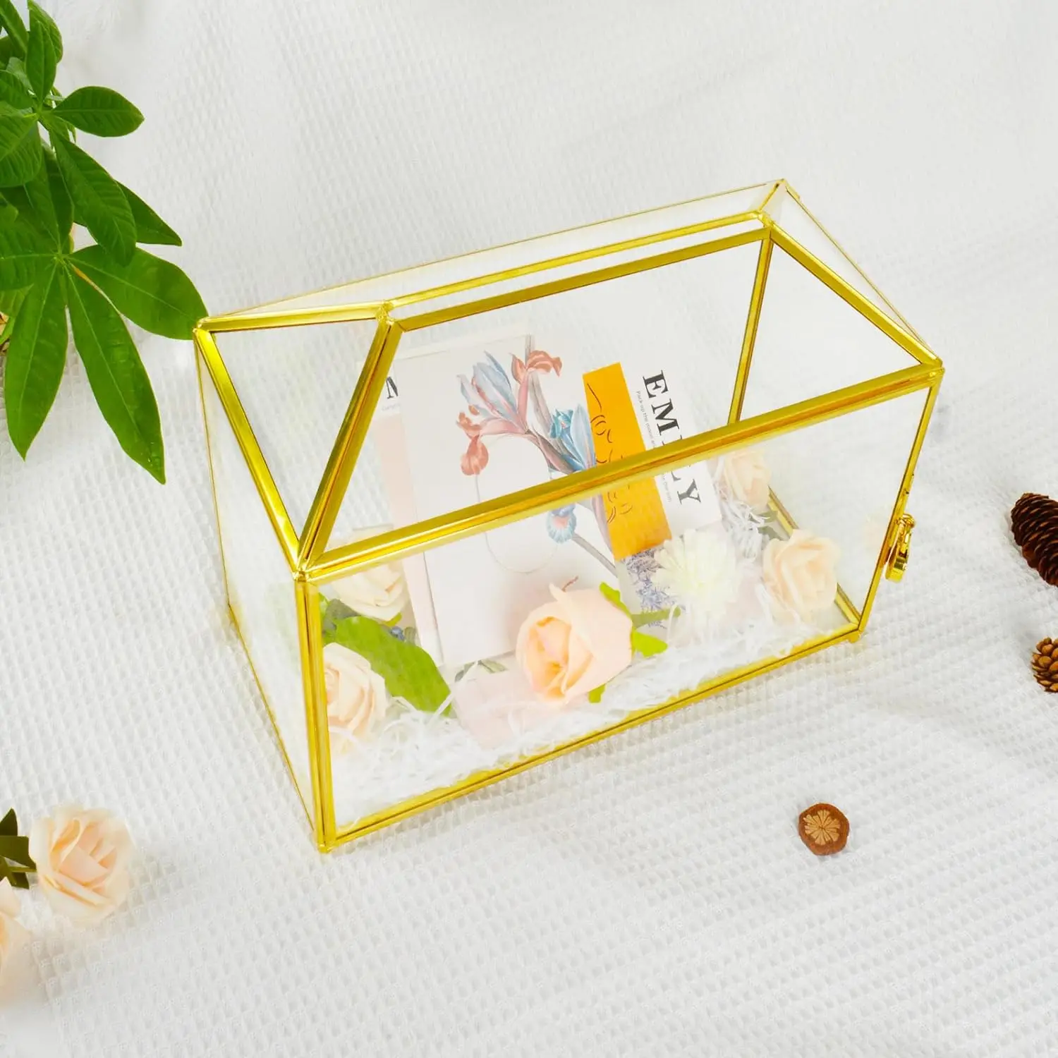 Large Glass Box Wedding Card Box with Lock for Cosmetic Jewelry ...
