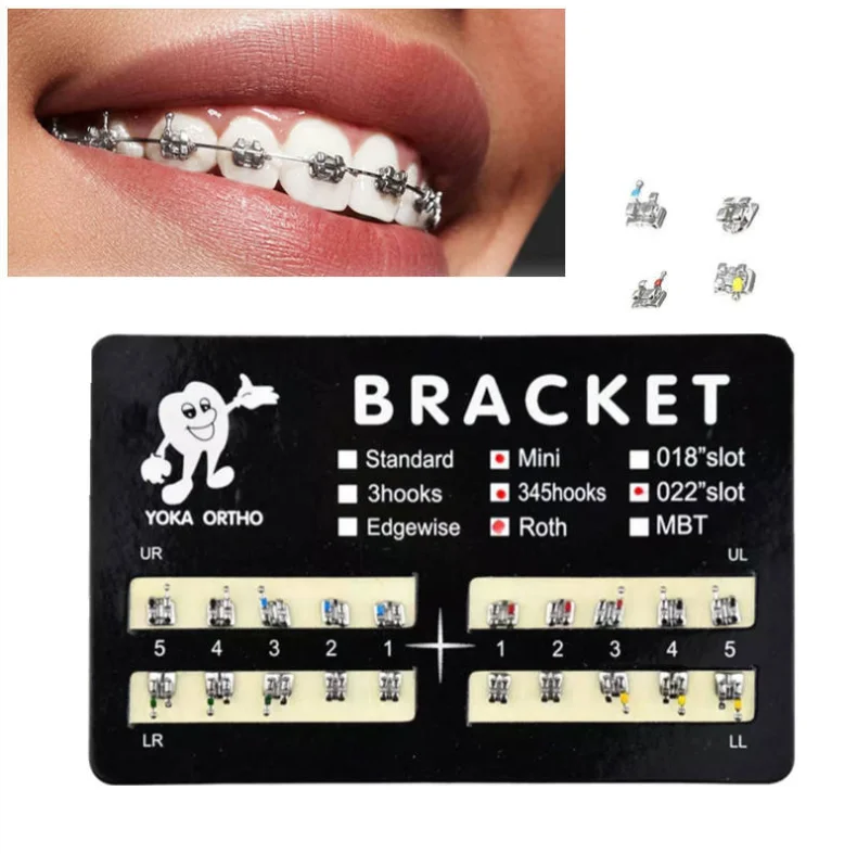 AMAIN Dental Orthodontics Metal Brackets Mini Braces 022" Slot Roth/345 ...