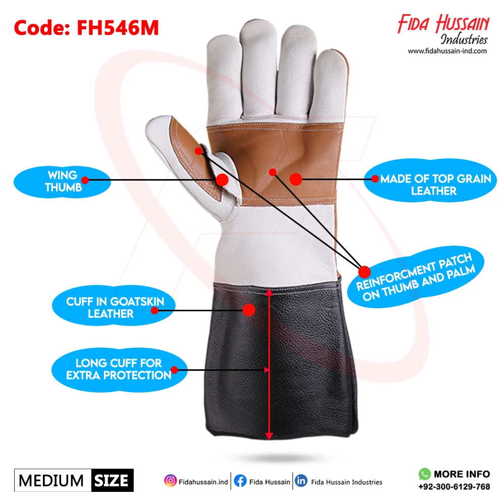 White Fully Lined Goat Skin Cuff Top Grain Leather Back Seamless Finger ...