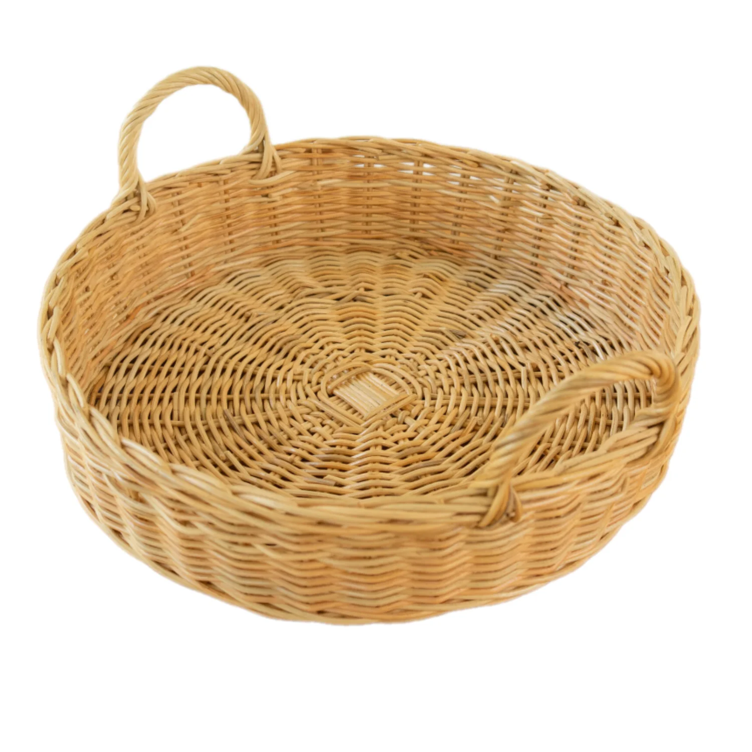 Rattan Wicker Storage Basket Round With Handle Multipurpose Tray ...