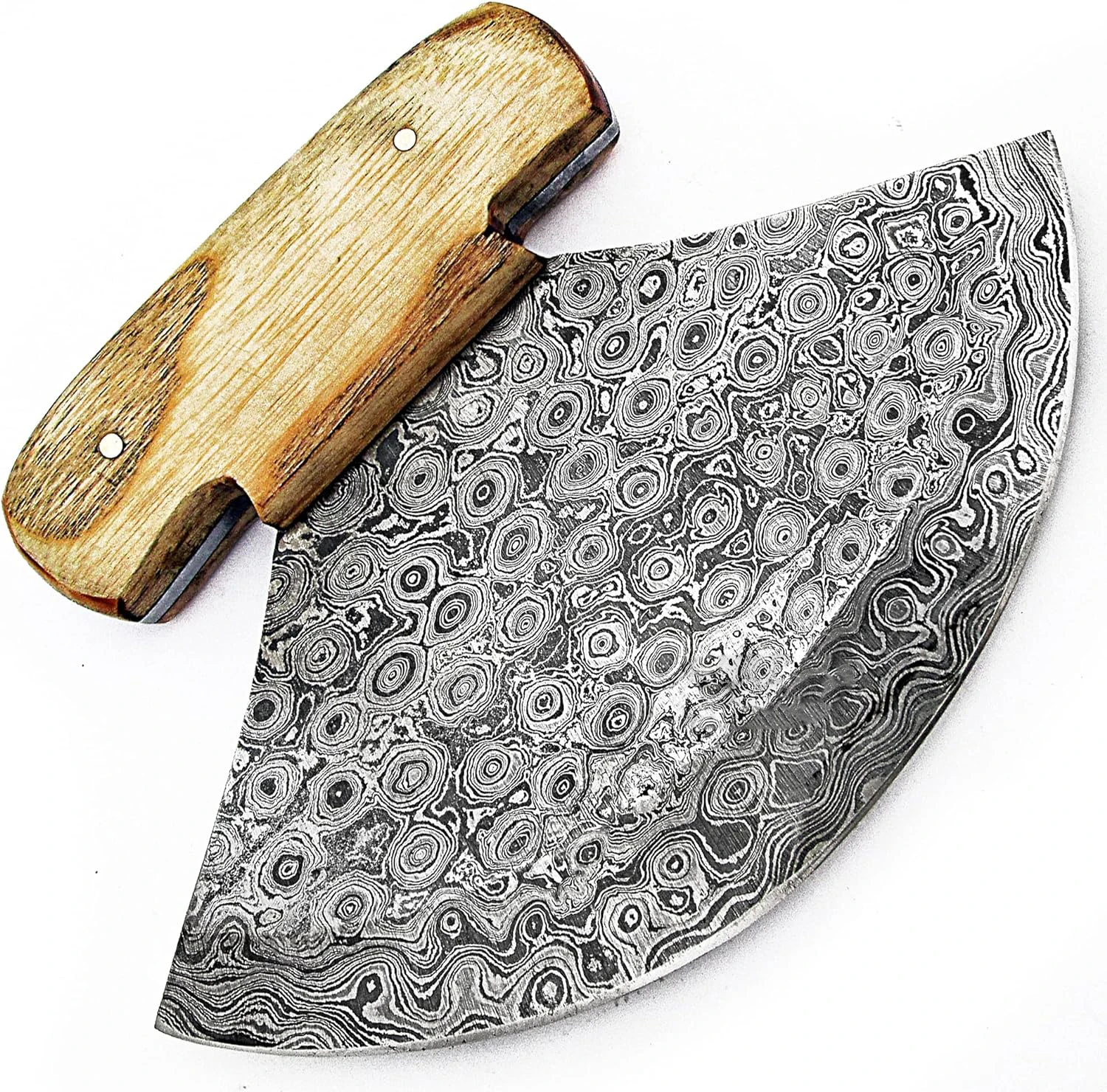 Pizza Cutter Ulu Knives Custom Handmade Damascus Stainless Steel Fixed ...