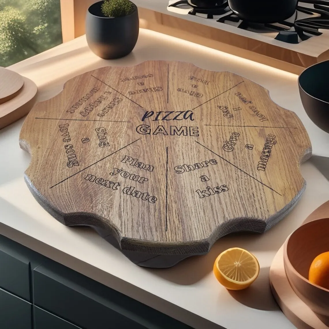 Pizza Game Rotating Serving Tray Cake Bowl Serving Platter Wood Deviled ...