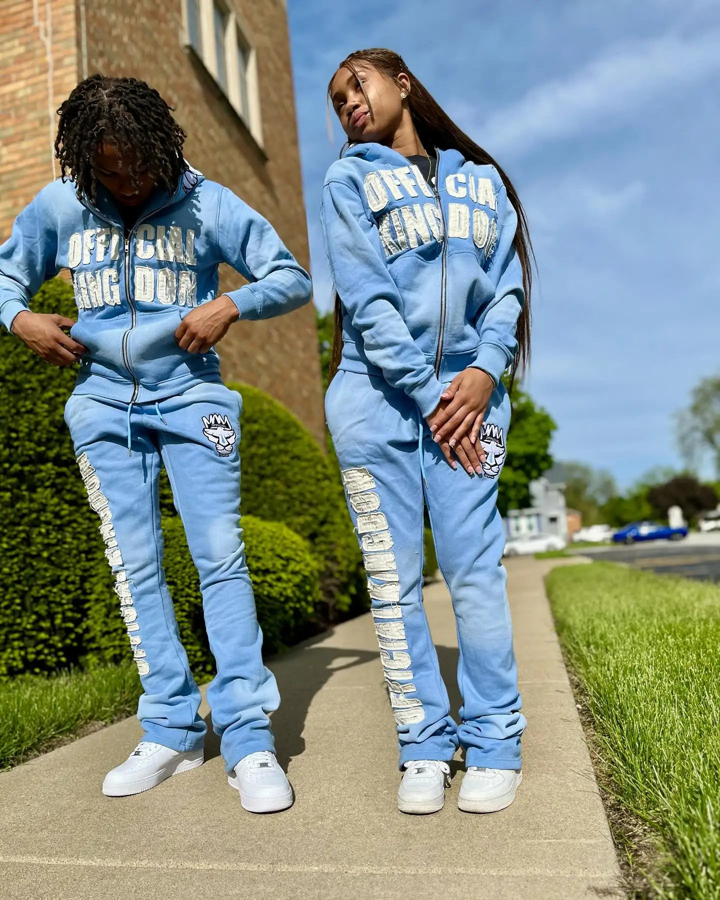 Custom Sweat Jogger Stacked Pants Set Tracksuits for Men