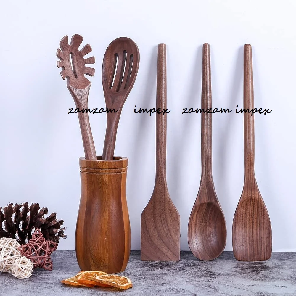 Handmade 5-Piece Acacia Wood Kitchen Utensil Set Durable Design ...
