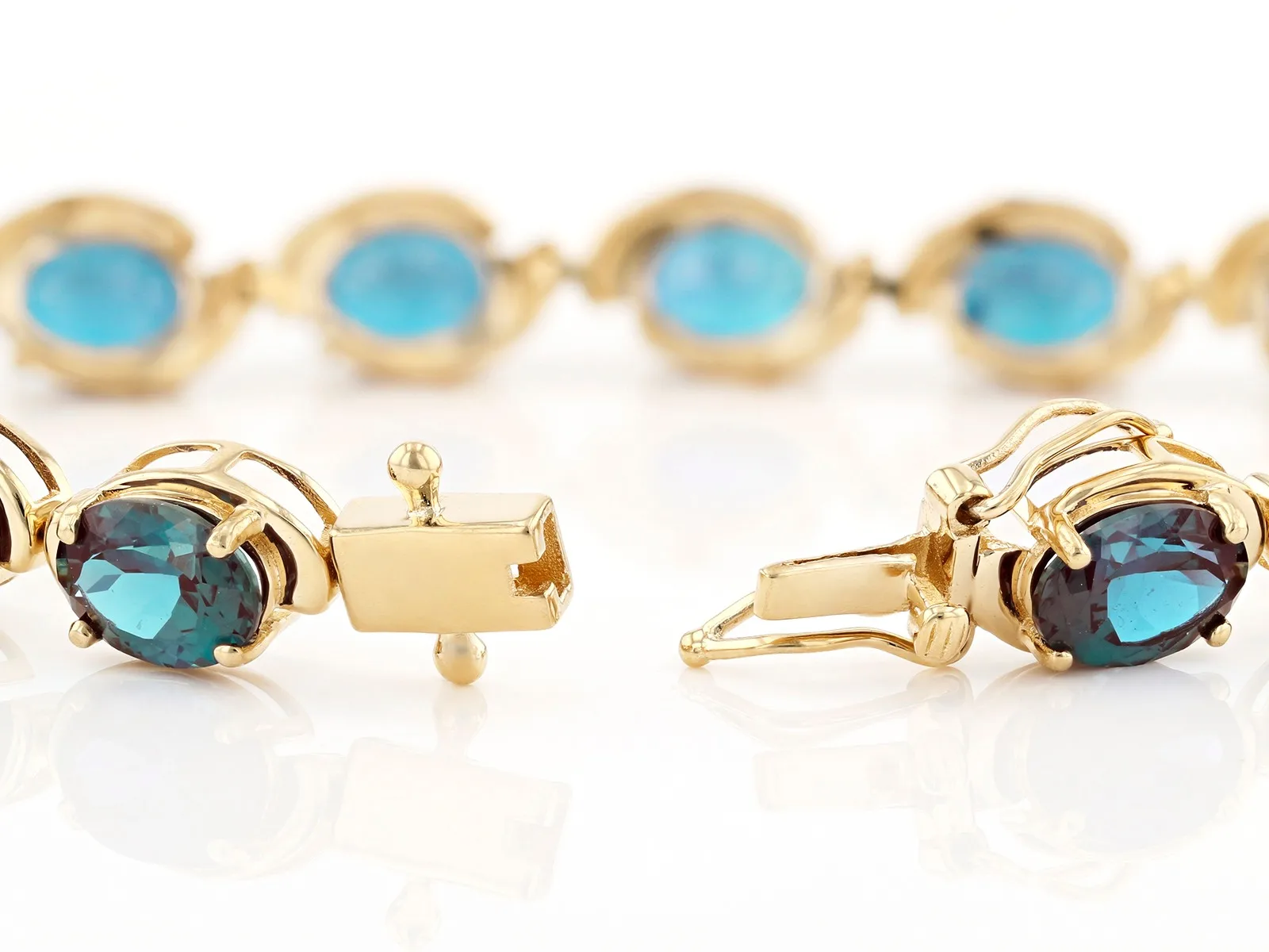 Blue Lab-created Alexandrite 14k Yellow Gold Bracelet | Elegant Fine ...