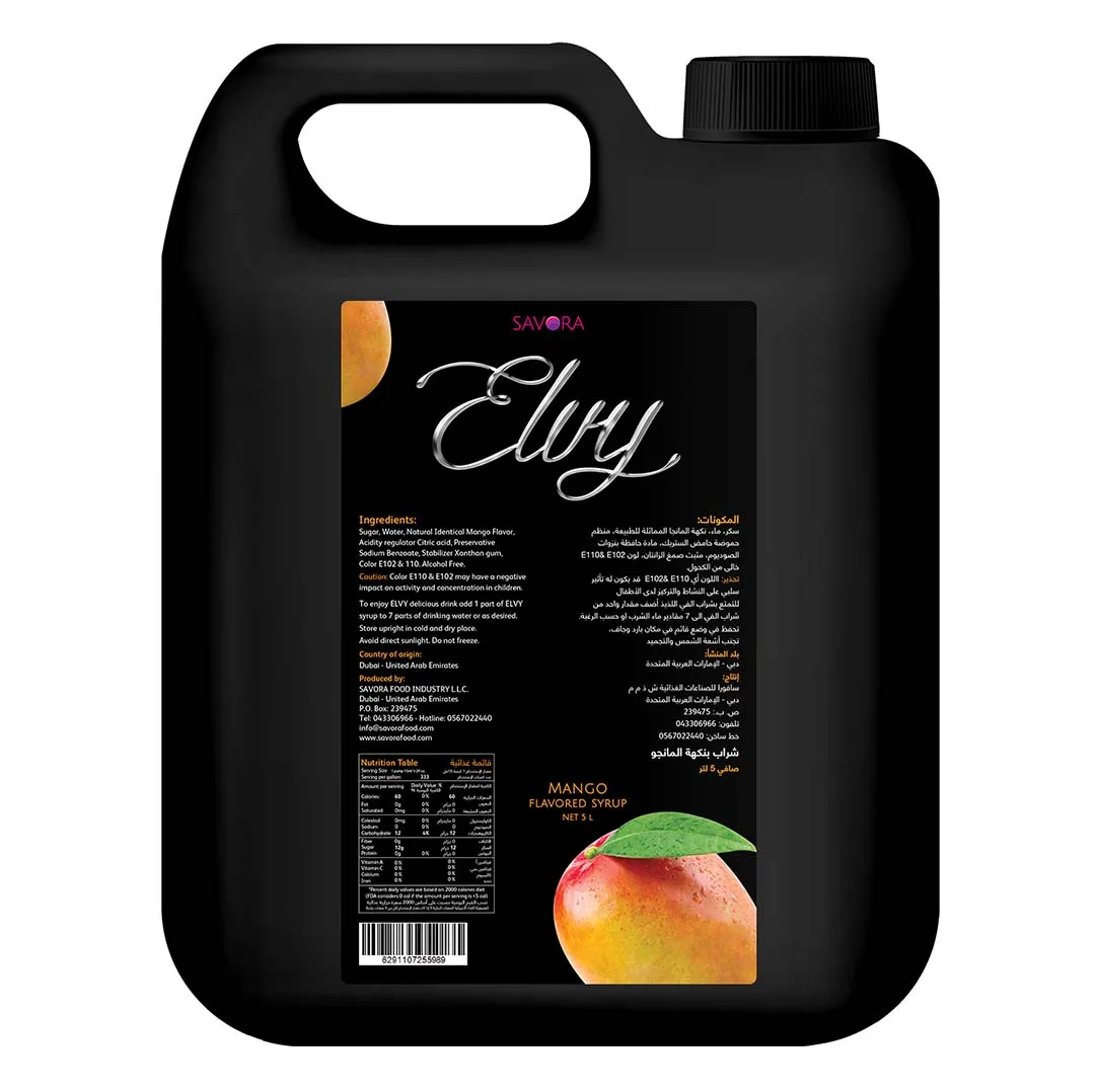 Elvy Syrup Mango 5l Flavored Cold Drink Premium Bottle High Quality ...