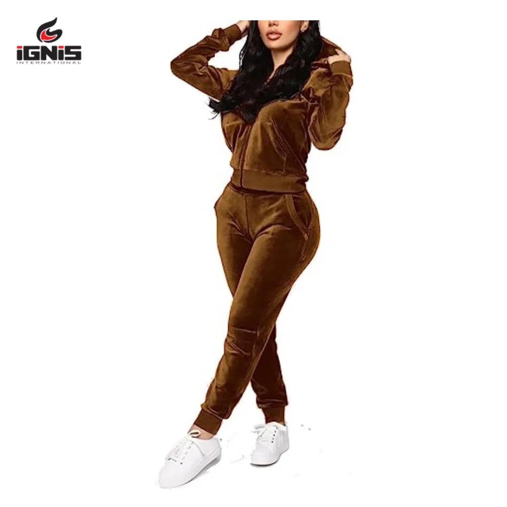 Velvet Tracksuit For Women 2023 Custom Logo Velour Sweatsuit Sweat ...