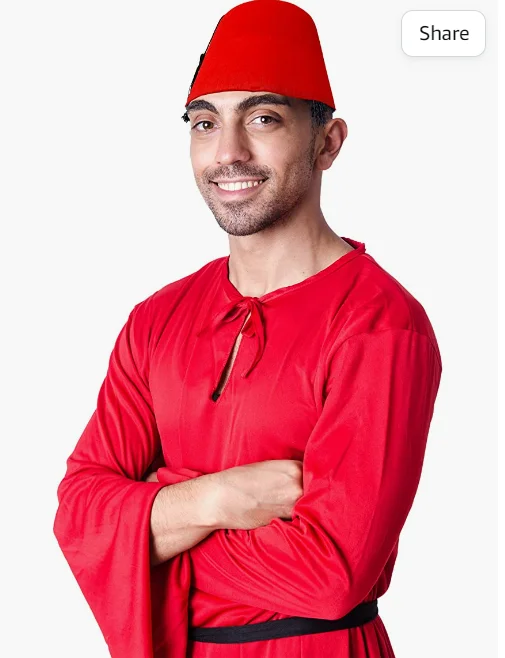 Belief Arabian Red Fez Hat Moroccan Costume Accessory Fez Hats With ...