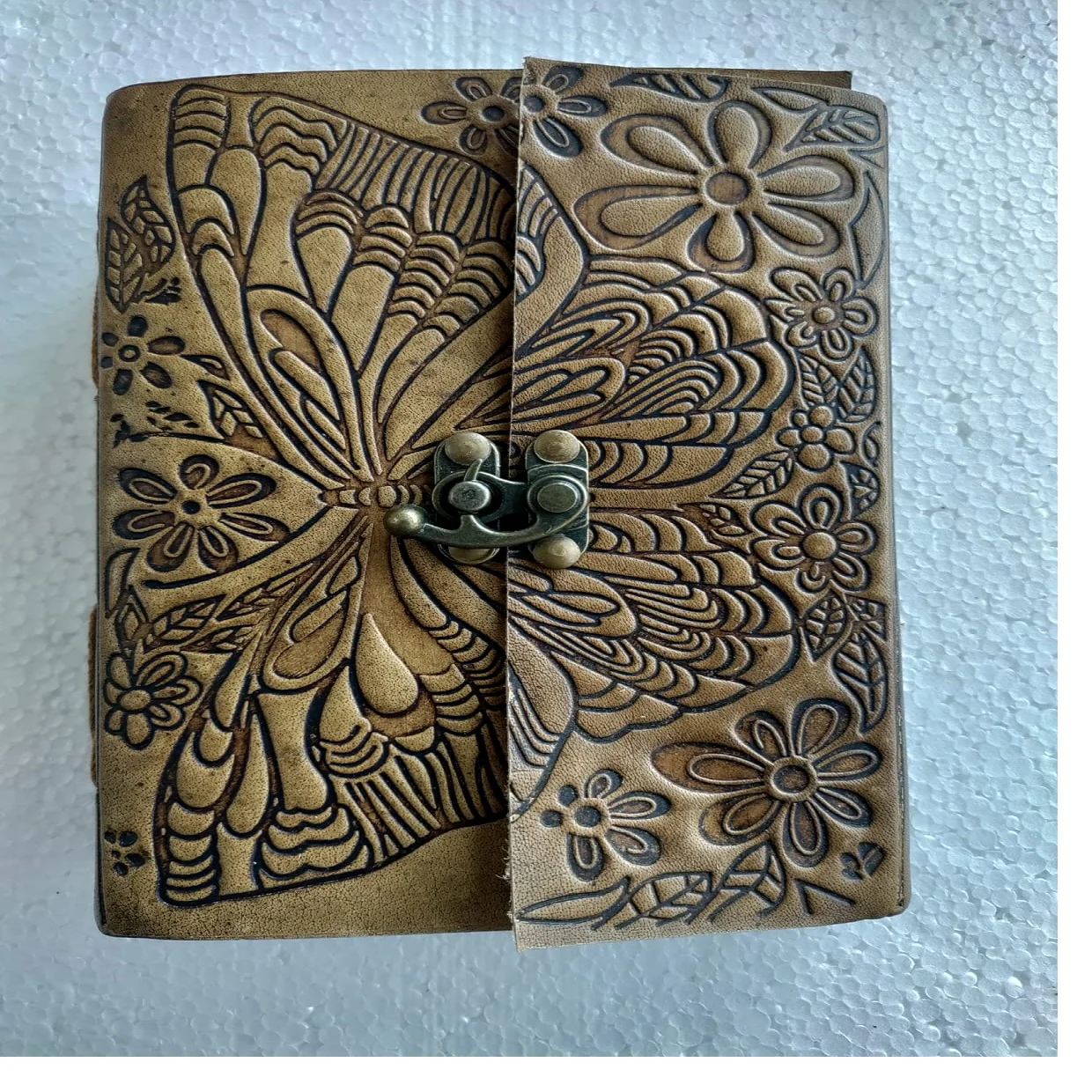 Custom Made butterfly Embossed Leather Journals with White Handmade ...